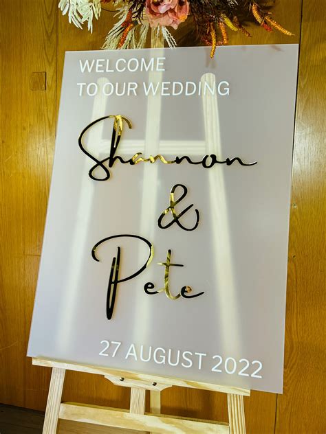 Custom Frosted Clear Acrylic Wedding Welcome 3d Sign Personalised