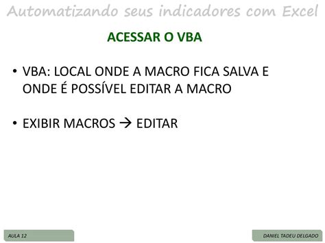 Automatizando Seus Indicadores Com Excel Ppt Carregar
