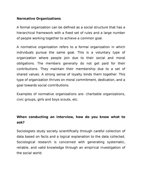 Normative Organizations A Normative Organization Refers To A Formal
