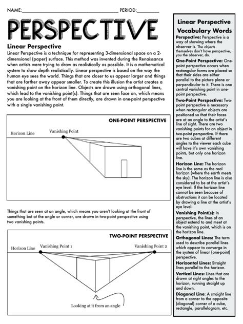 Perspective Worksheets Pdf Perspective Graphical Classical Geometry