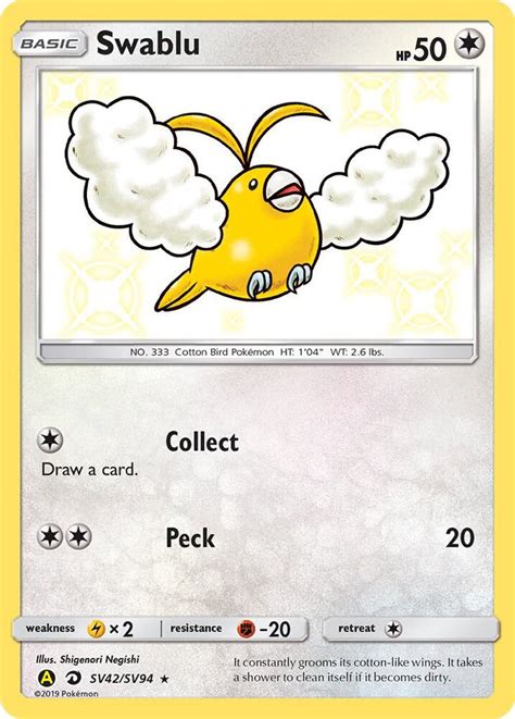 Buy The Swablu Sv42sv94 Pokemon Hidden Fates Shiny Vault Online At