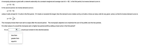 Solved A Monopoly Produces A Good With A Network Externality
