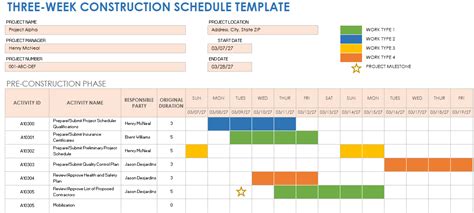 Free Construction Schedule Templates