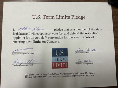 Rep Phillip Devillier Pledges To Support Congressional Term Limits Term Limit Congress