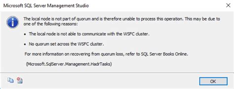 the local node is not part of quorum sccm monde