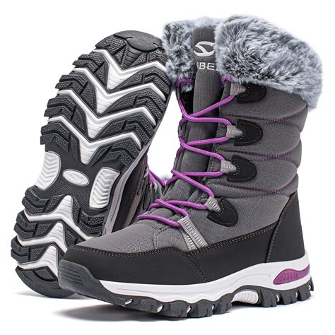 Hobibear Womens Comfy Warmer Winter Boots Waterproof Non Slip Faux Fur Lined Mid Calf