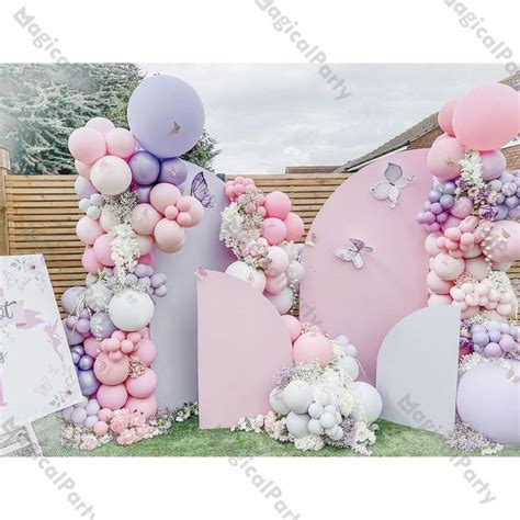 213pcs Double Stuffed Pastel Pink Purple Balloon Garland Arch Kit For