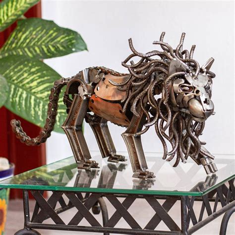 Recycled Auto Parts Sculpture Prowling Lion Scrap Metal Art Sculpture Metal Art Diy