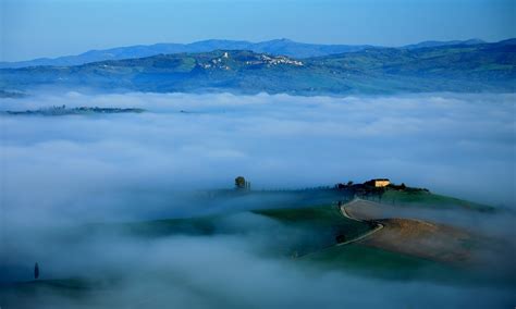 Nature Landscape Italy Trees Hill Tuscany House Morning Mist