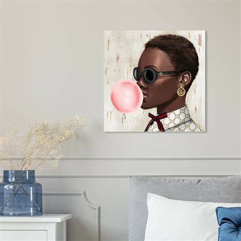 Oliver Gal Fashion And Glam Bubble Gum Babe Accessories Graphic Art Print On Canvas