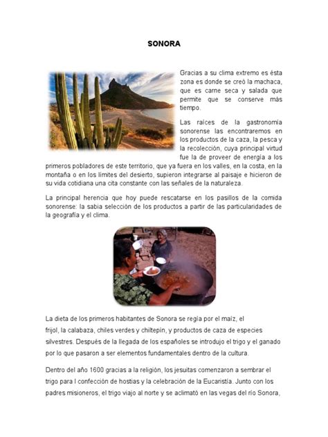 Gastronomía Típica De Sonora Pdf Sonora Maíz