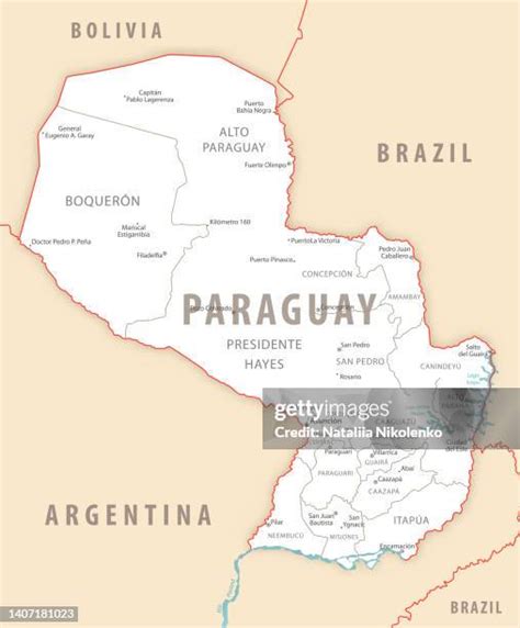 Paraguay Detailed Map With Regions And Cities Of The Country High Res