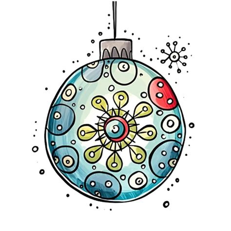 Premium Photo A Drawing Of A Christmas Ornament With A Flower Design