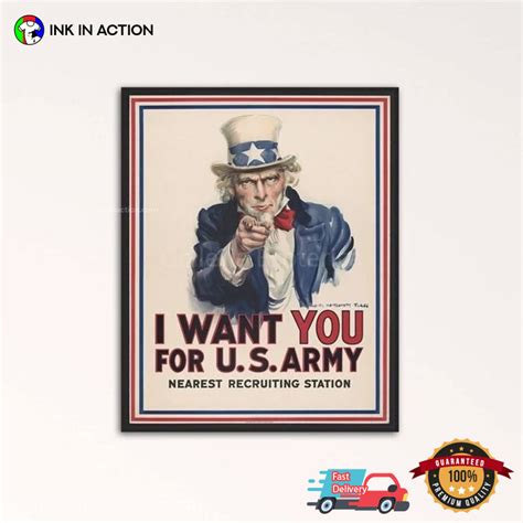 Uncle Sam I Want You Vintage Army Recruiting Poster Print Your