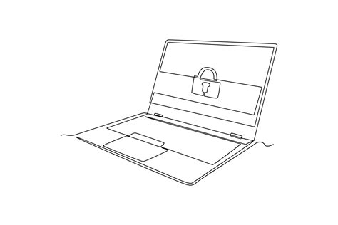 One Continuous Line Drawing Of Digital Security Concept Doodle Vector Illustration In Simple