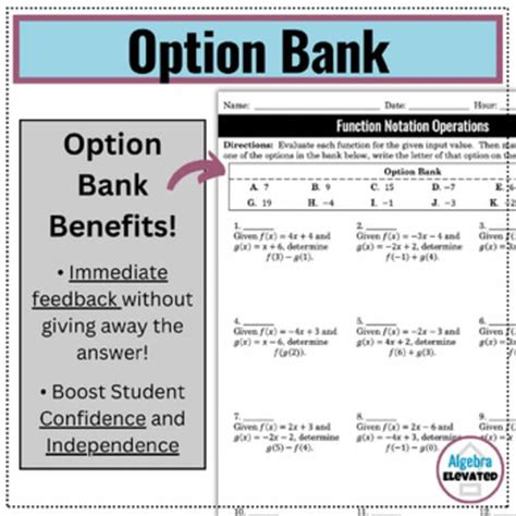 Function Notation Operations Matching Worksheet Add Subtract And Compose