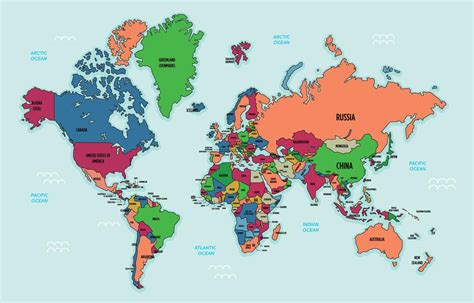 World Map With Countries Names And Directions
