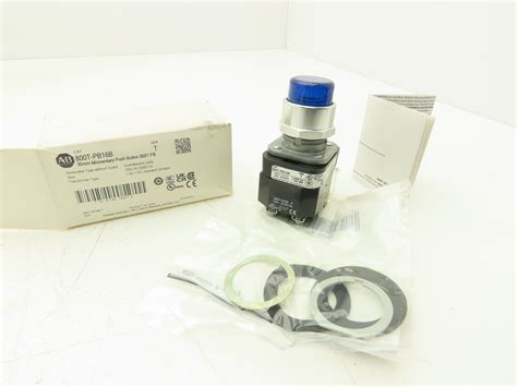 Allen Bradley 800t Pb16b Illuminated Push Button Momentary Blue 120vac