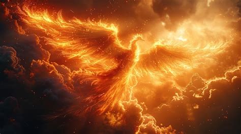 Phoenix Rising From Ashes Premium Ai Generated Image