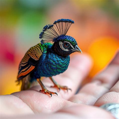 A Super Small Micro Mini Full Grown Peacock That Can Fit In The Palm Of Your Hand Cinematic
