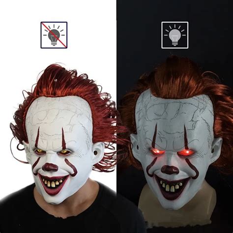 Halloween Mask Pennywise Stephen King It Latex Led Helmet Horror