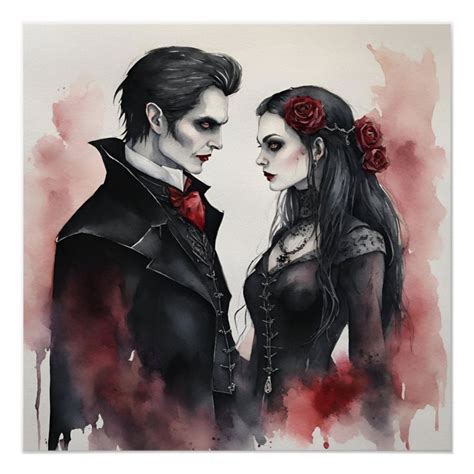 Gothic Vampire Couple Poster Zazzle Vampire And Human Couple