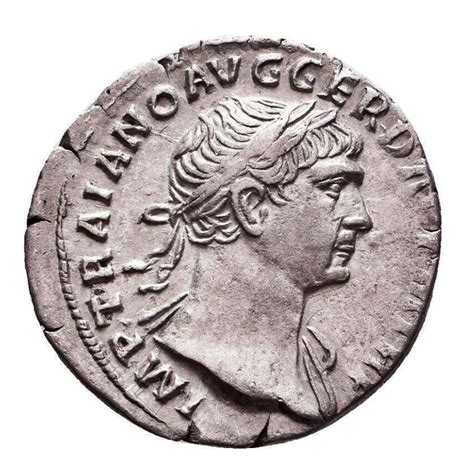 Ancient Roman Silver Denarius Of Emperor Trajan Aequitas