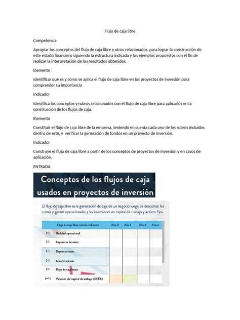 Flujo De Caja Libre Pdf Estado De Resultados Flujo De Efectivo