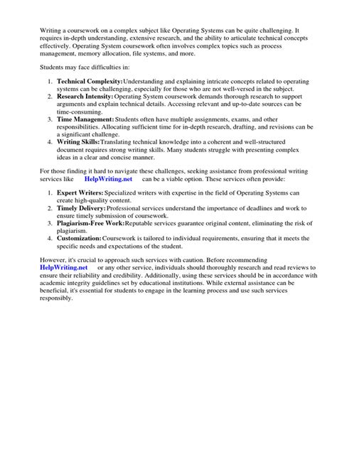 Operating System Coursework Pdf