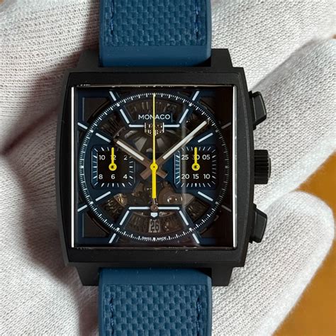Auction 2024 Tag Heuer Monaco Chronograph Dlc Coated Titanium Skeletonized Strap Cbl2188
