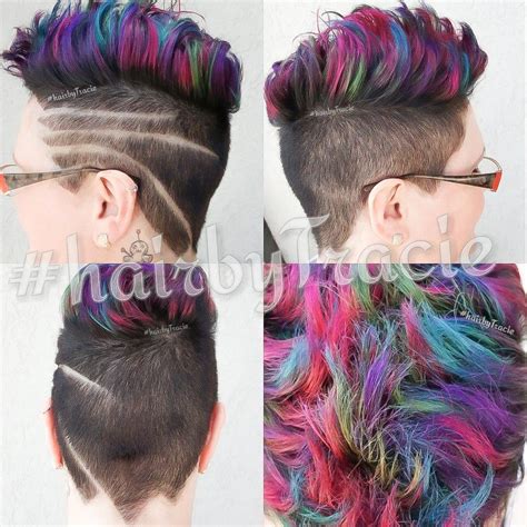Peacock Mermaid Hair Pixie Cut With Undercut Design Hairstylist Tracie Patrick
