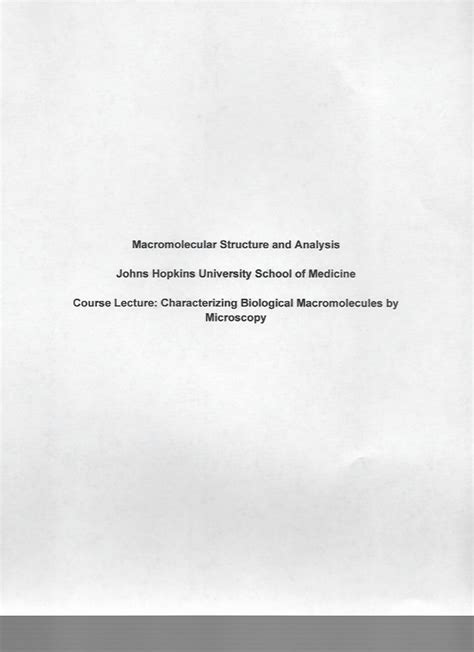 Solution Macromolecular Structure And Analysis Characterizing
