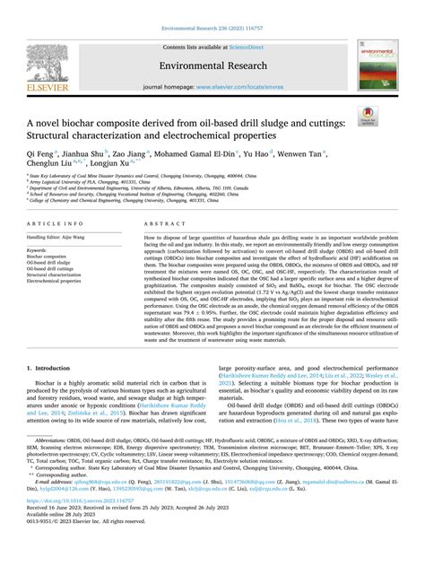 Pdf A Novel Biochar Composite Derived From Oil Based Drill Sludge And
