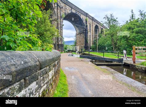 Lock Towpath Viaduct Over The Huddersfield Narrow Canal Uppermill