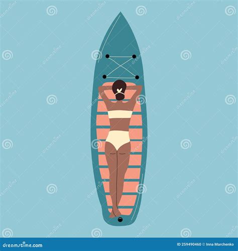 The Girl Is Lying On The Board Sap Vector Stock Vector Illustration