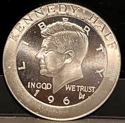 1964 Jfk Kennedy Commemorative Half Dollar Silver Round • 1 Oz Pure