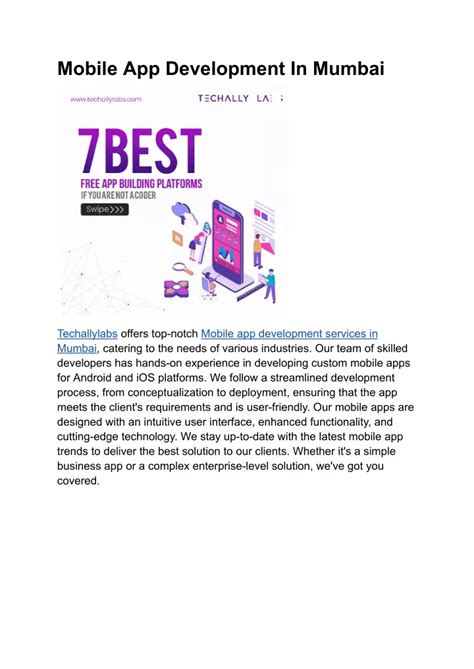 Ppt Mobile App Development In Mumbai Techallylabs Powerpoint