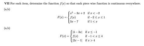 Solved VII For Each Item Determine The Function F X So Chegg Com