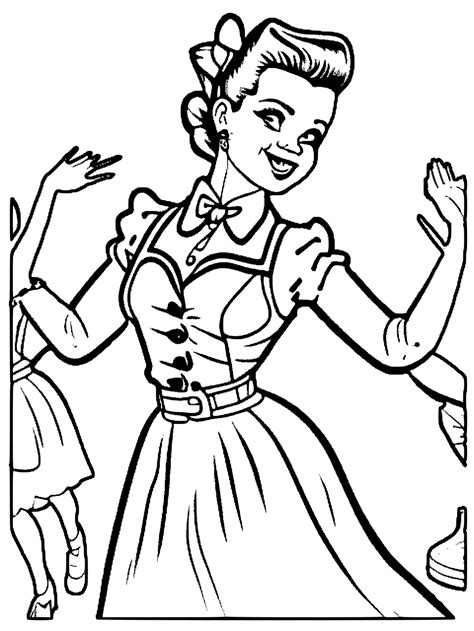 1950s Rockabilly Fashion Coloring Page Boy And Girl Dancing · Creative