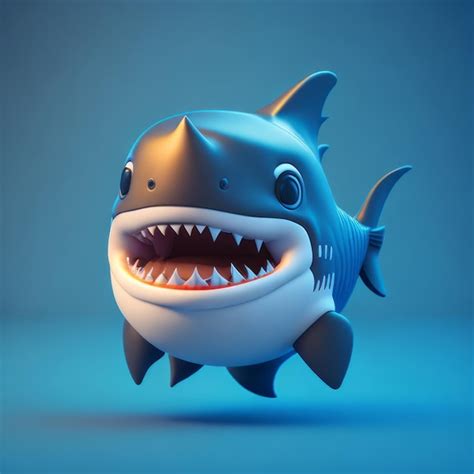 Premium Ai Image Cute Tiny 3d Hyper Realistic Animated Shark