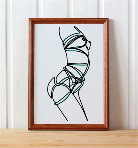 Bondage Line Art Print Erotic Rope Drawing Sexy Room Decor Etsy