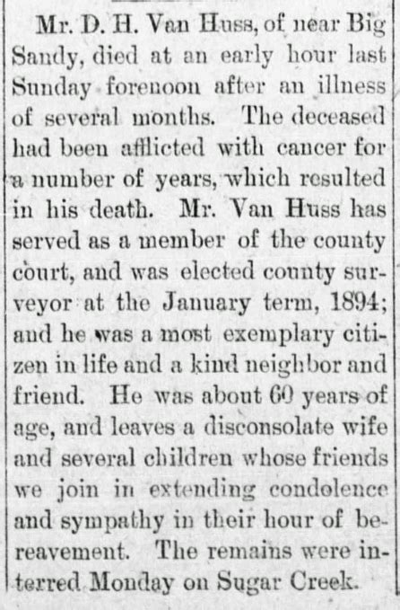 Daniel Haun Van Huss 1835 1894 Find A Grave Memorial