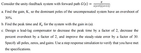 Solved K Consider The Unity Feedback System With Forward Chegg