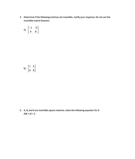 Solved Determine If The Following Matrices Are Chegg