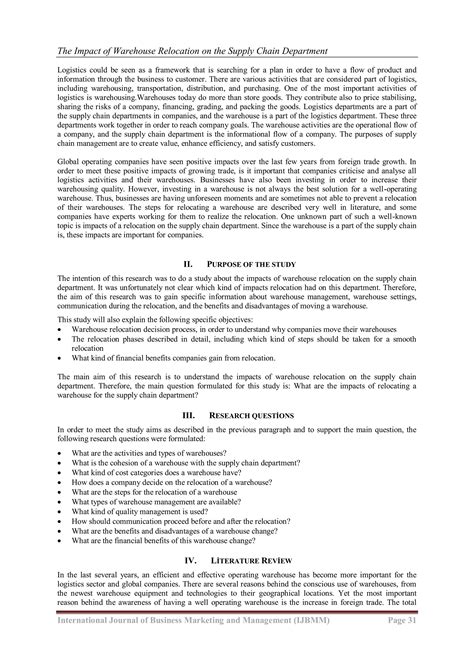 The Impact Of Warehouse Relocation On The Supply Chain Department Pdf
