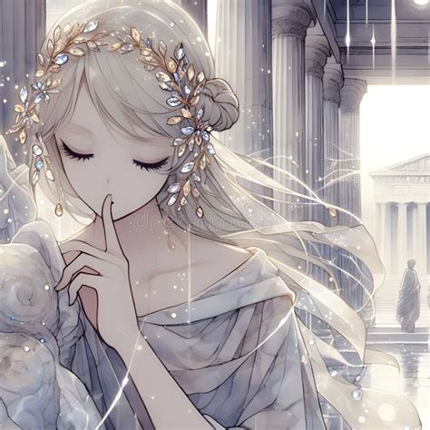 An Anime Girl Holding A Finger In Front Of Her Mouth Stock Illustration