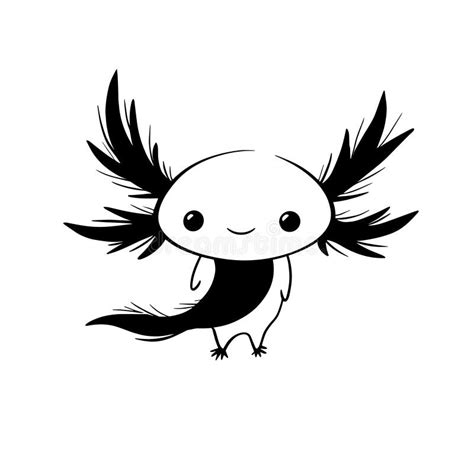 Axolotl Axolotl Simple Black And White Line Art Vector Logo Stock