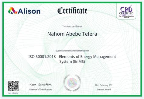 Nahom Abebe On Linkedin Training Energy Iso50001 Isocertification Alison