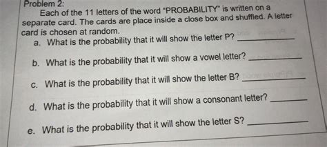 Solved Problem 2 Each Of The 11 Letters Of The Word “probability” Is