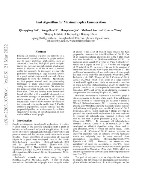 Pdf Fast Algorithm For Maximal K Plex Enumeration
